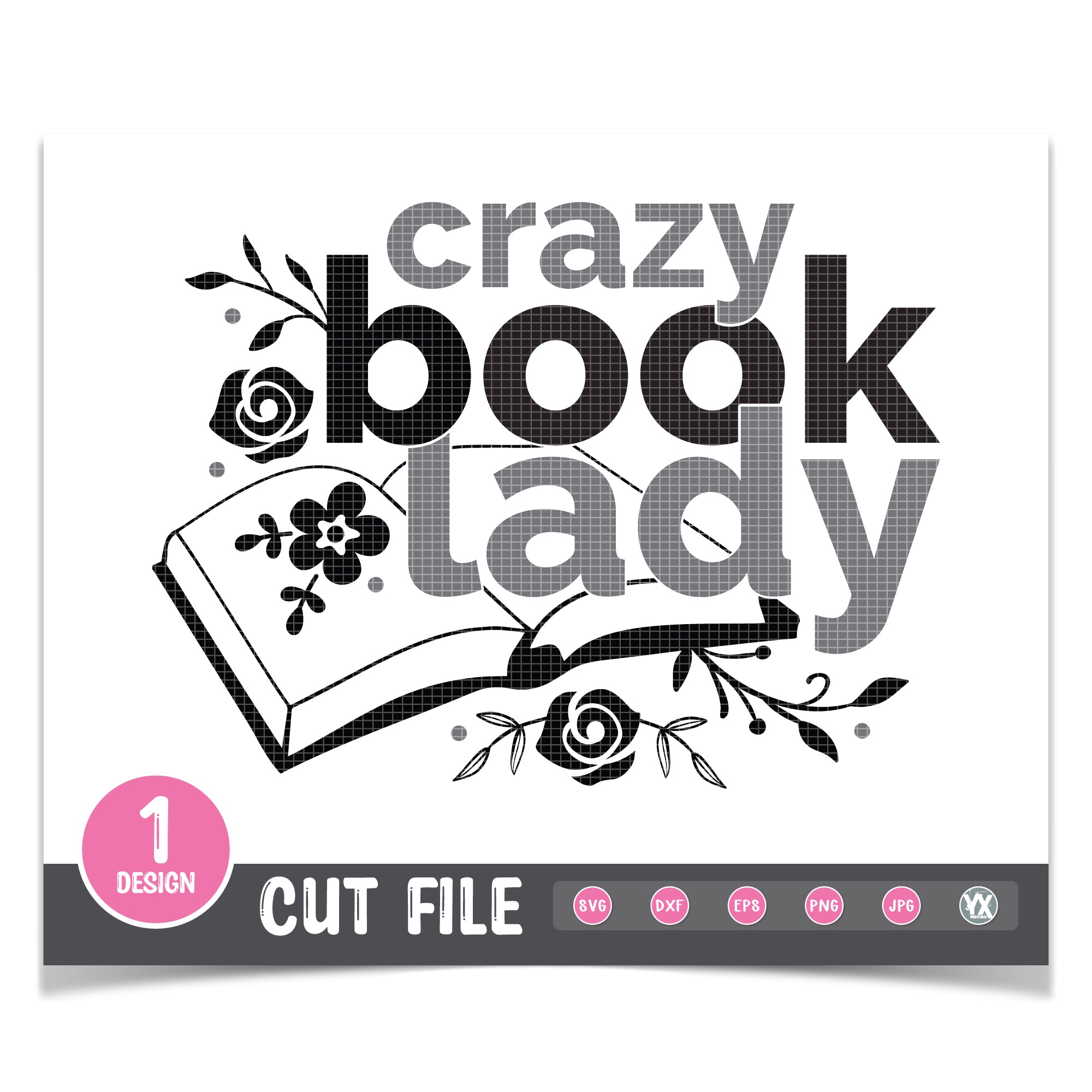 Crazy Book Lady SVG – YODERCROSS